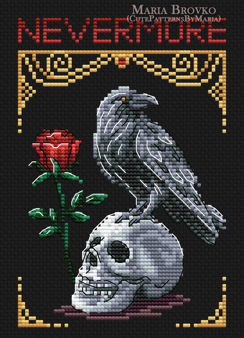 Cross Stitch Pattern Nevermore DMC Chart Printable PDF Instant - Etsy