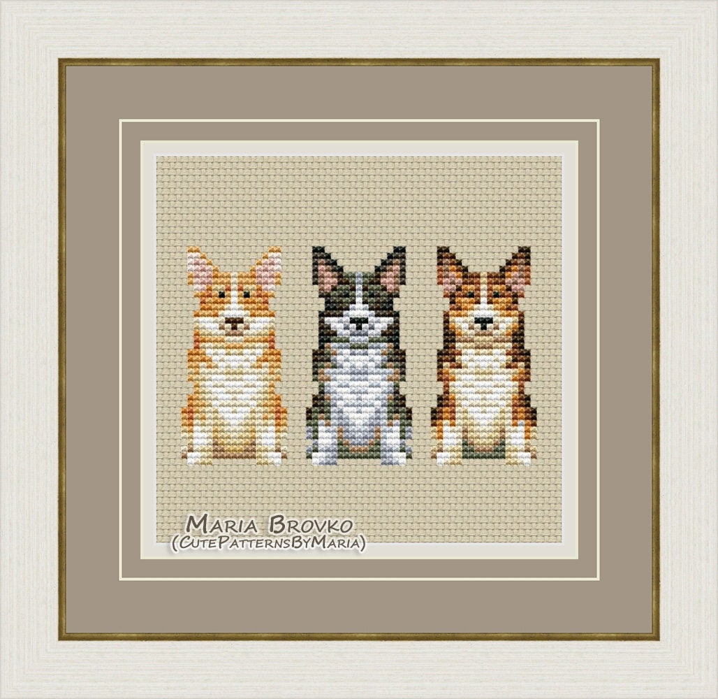 Cross Stitch Pattern welsh Corgi DMC Chart - Etsy