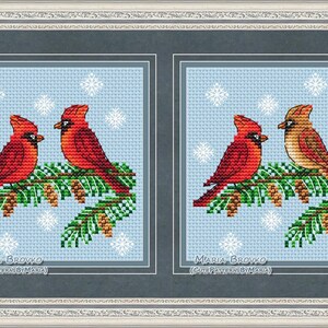 Cross Stitch Christmas Decor Cardinals. Two Variations DMC - Etsy