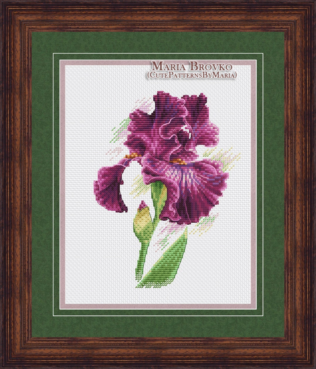 Cross Stitch Pattern purple Iris DMC Chart - Etsy