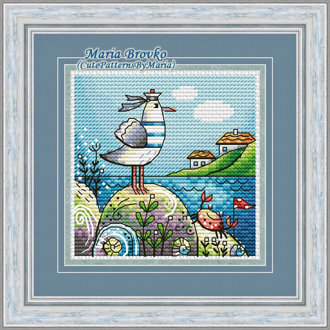 Cross Stitch Pattern Albatross and Crab DMC Chart Printable - Etsy
