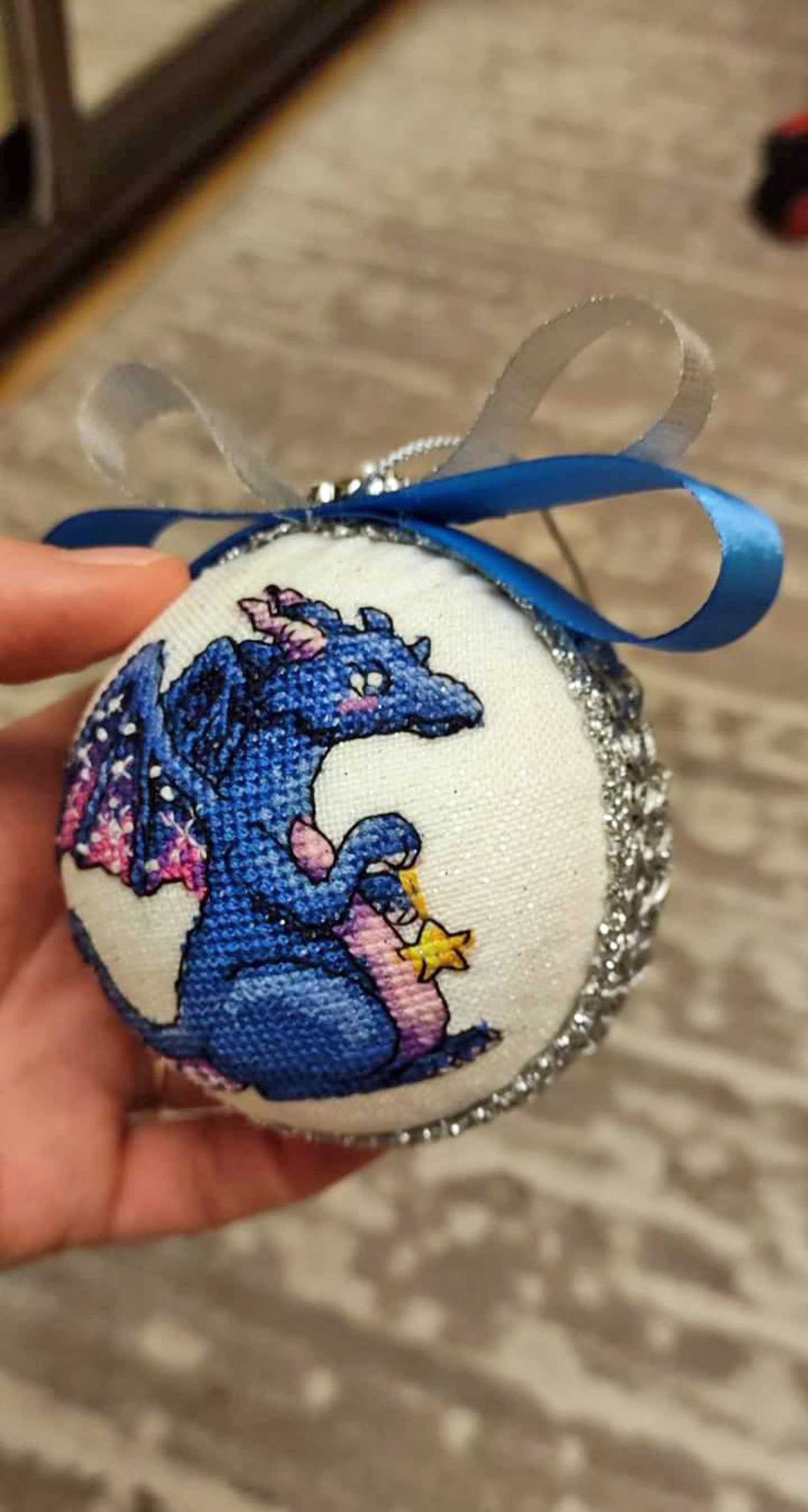 Cross Stitch Pattern 8 Color Options Dragon With Star and Snowflakes ...