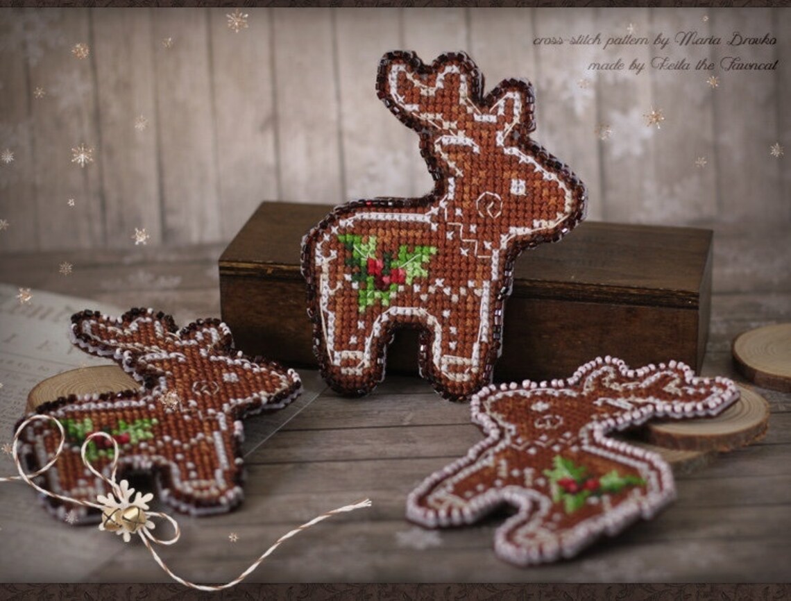 Cross Stitch Pattern gingerbread Deer DMC Cross - Etsy