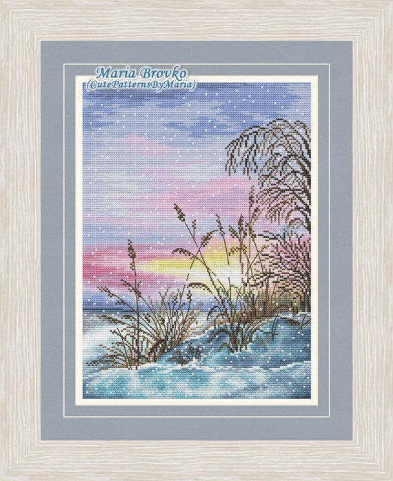 Cross Stitch Pattern winter Sunset DMC Cross - Etsy