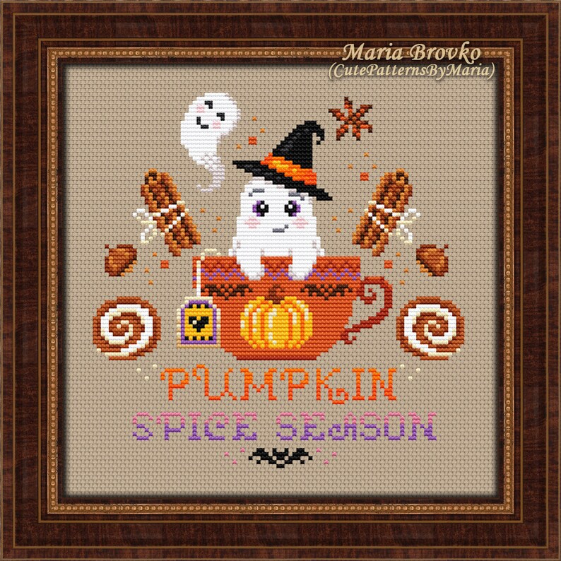 Cross Stitch Halloween Decor Ghost in the Cup Pattern DMC - Etsy