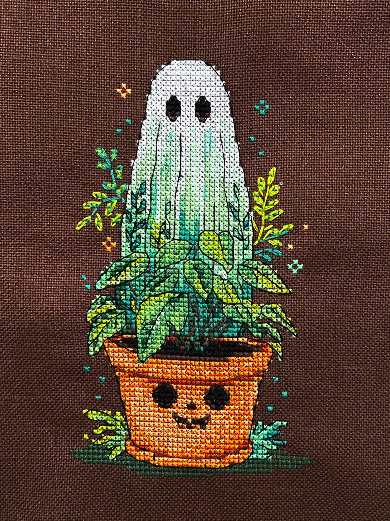 Cross Stitch PDF Pattern Ghost Gardener DMC Chart Printable Instant ...