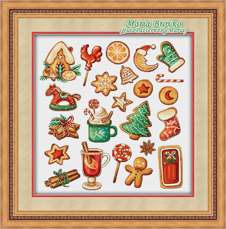 Cross Stitch Pattern Gingerbread Sampler DMC Chart Printable - Etsy
