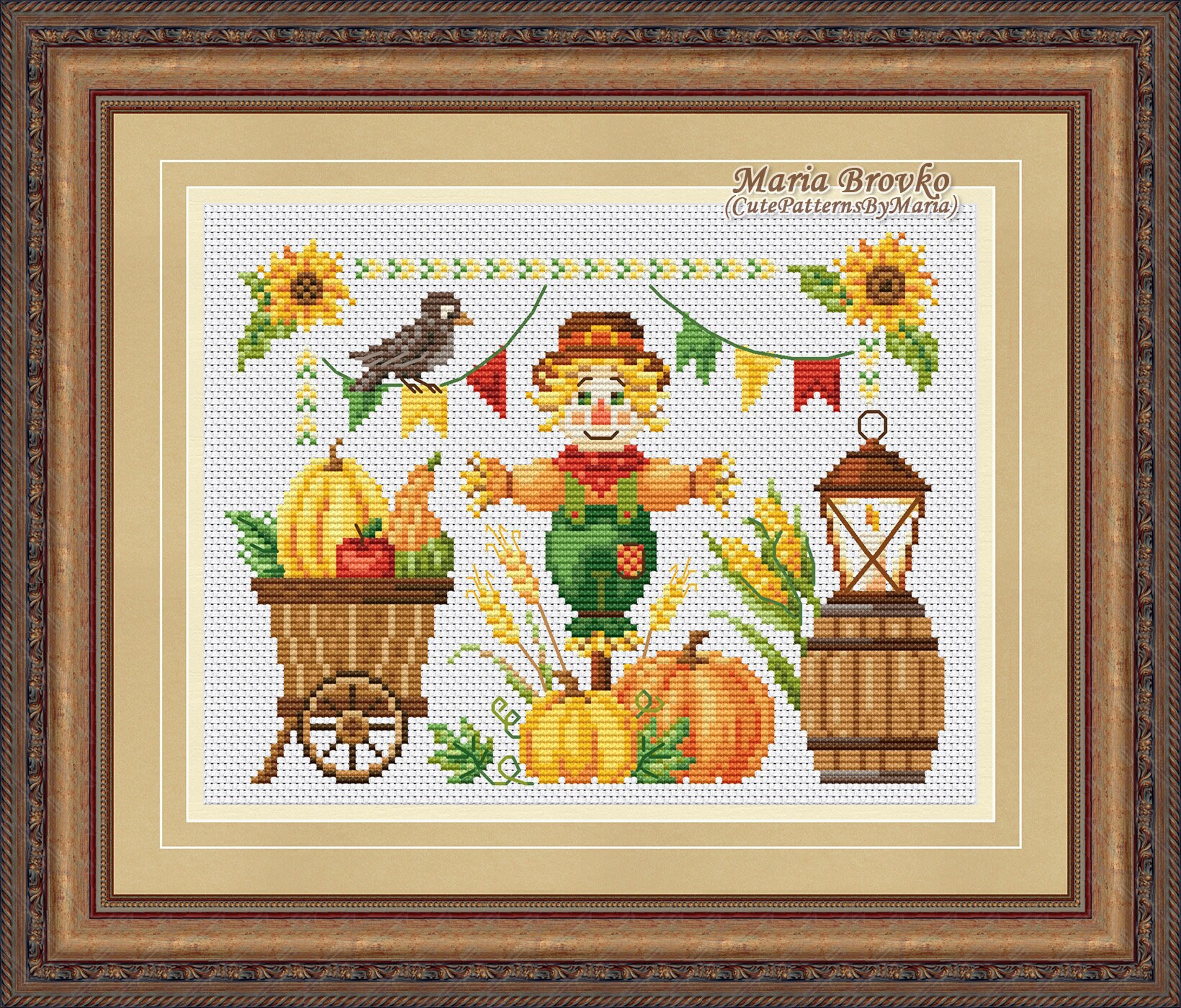 Cross Stitch Halloween Pattern Autumn Harvest DMC Chart - Etsy