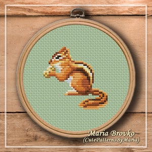 Cross Stitch Pattern "chipmunk" DMC Chart Embroidery Printable PDF ...