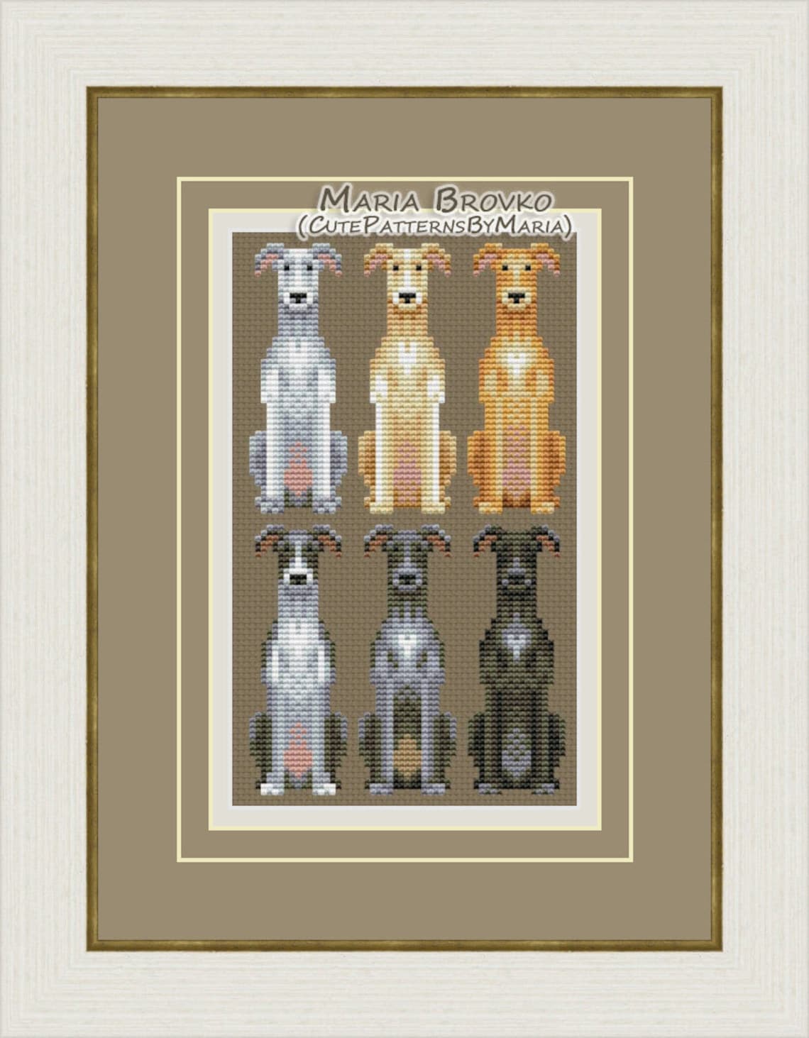 Cross Stitch Pattern "greyhound" DMC Chart Needlepoint Embroidery ...