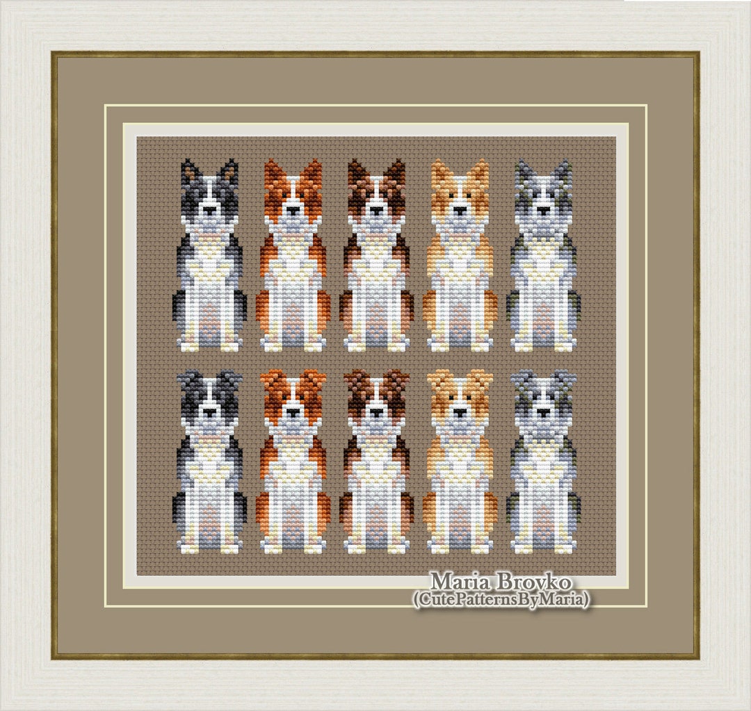 Cross Stitch Pattern Border Collie 5 Color Options and 2 Ear Options ...
