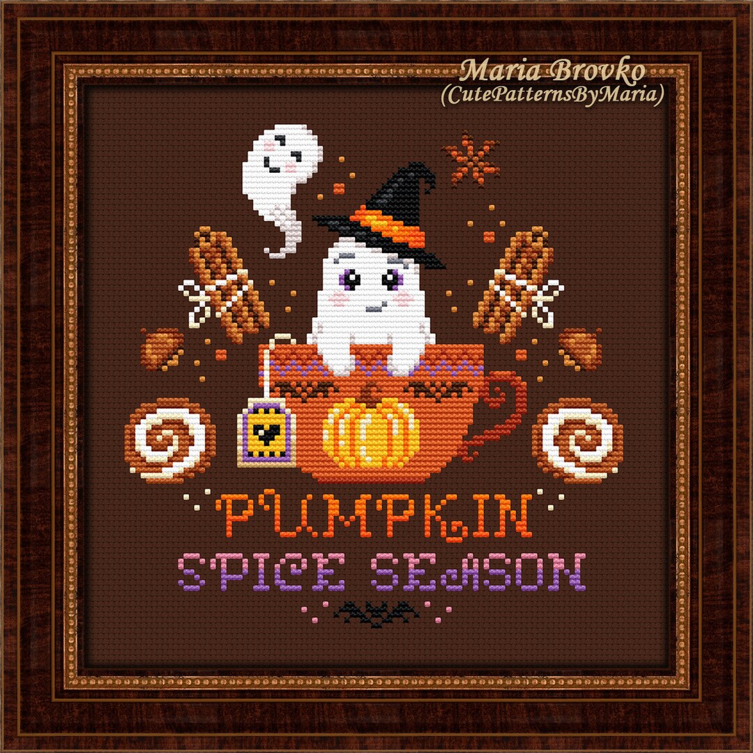 Cross Stitch Halloween Decor Ghost in the Cup Pattern DMC Chart ...