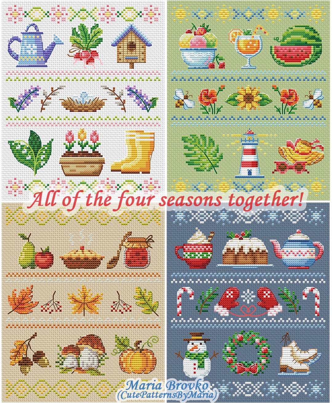 20% off All "lovely Seasons" Samplers - DMC Chart Needlepoint Pattern ...