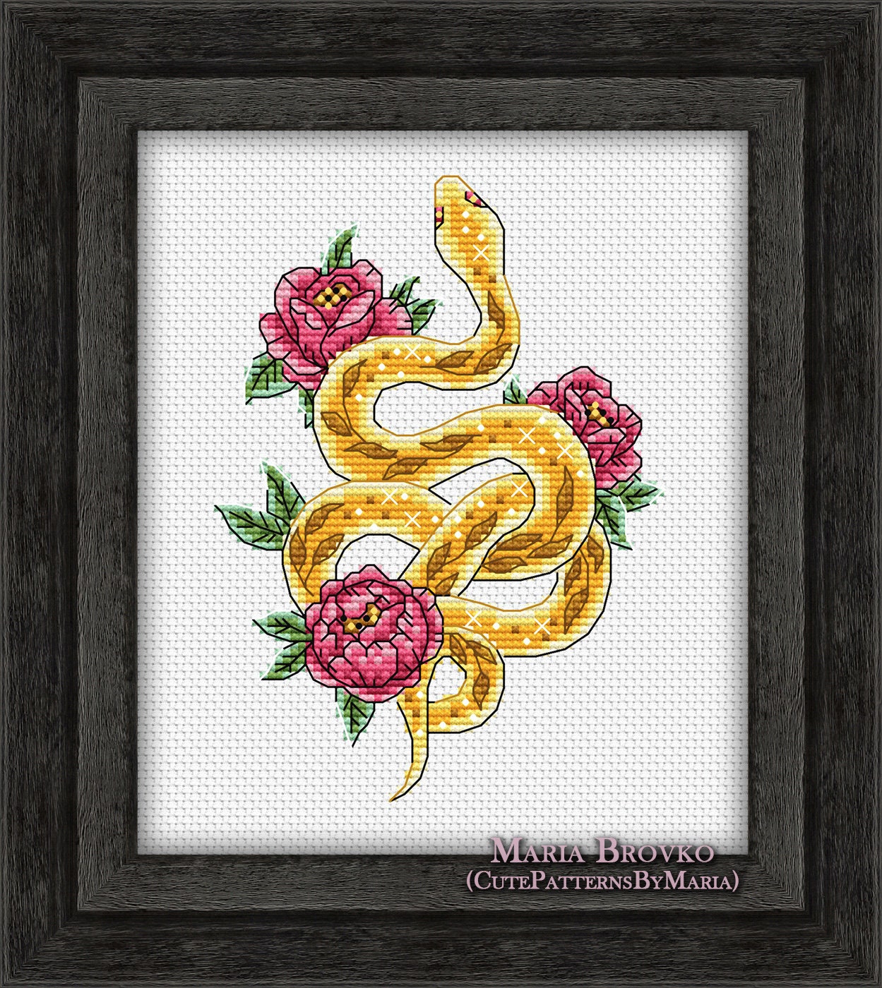 Cross Stitch Pattern Yellow Snake DMC Chart Printable PDF - Etsy