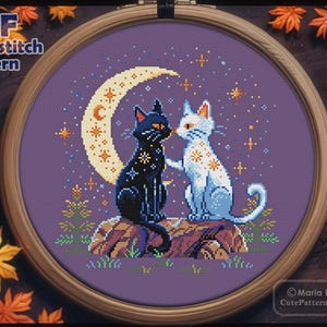 Cross Stitch Star Cats Pattern DMC Chart Printable PDF Instant Download ...