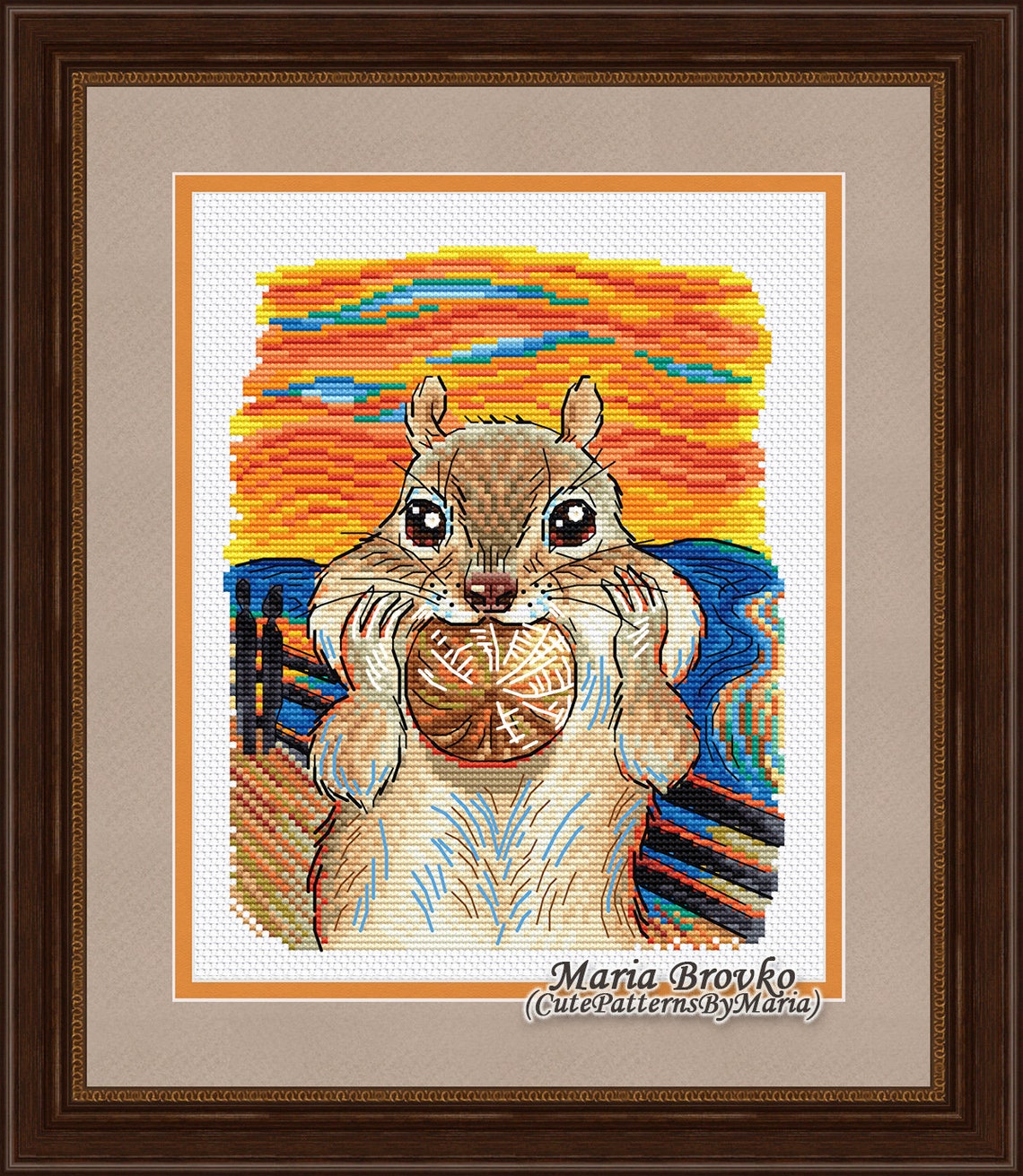 Cross Stitch Pattern Chipmunk Munch Style DMC Chart Printable - Etsy