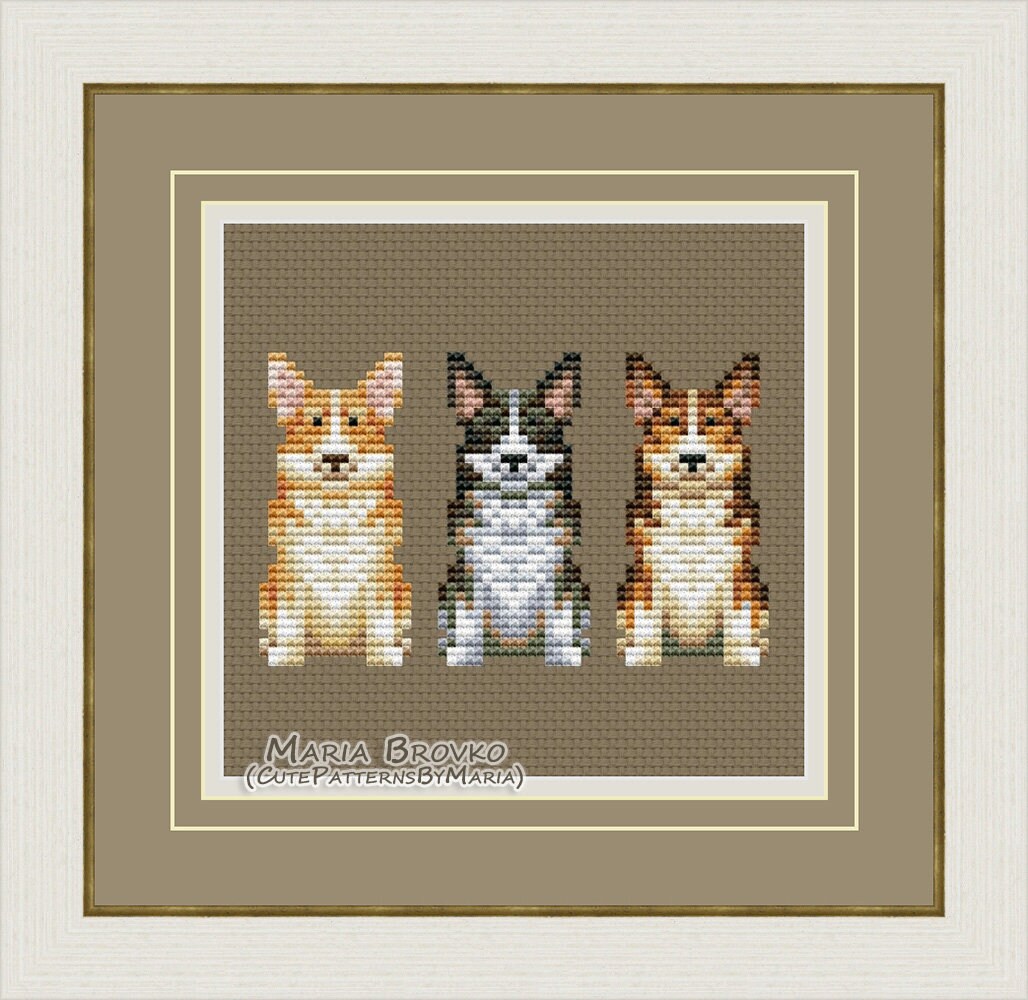 Cross Stitch Pattern welsh Corgi DMC Chart - Etsy
