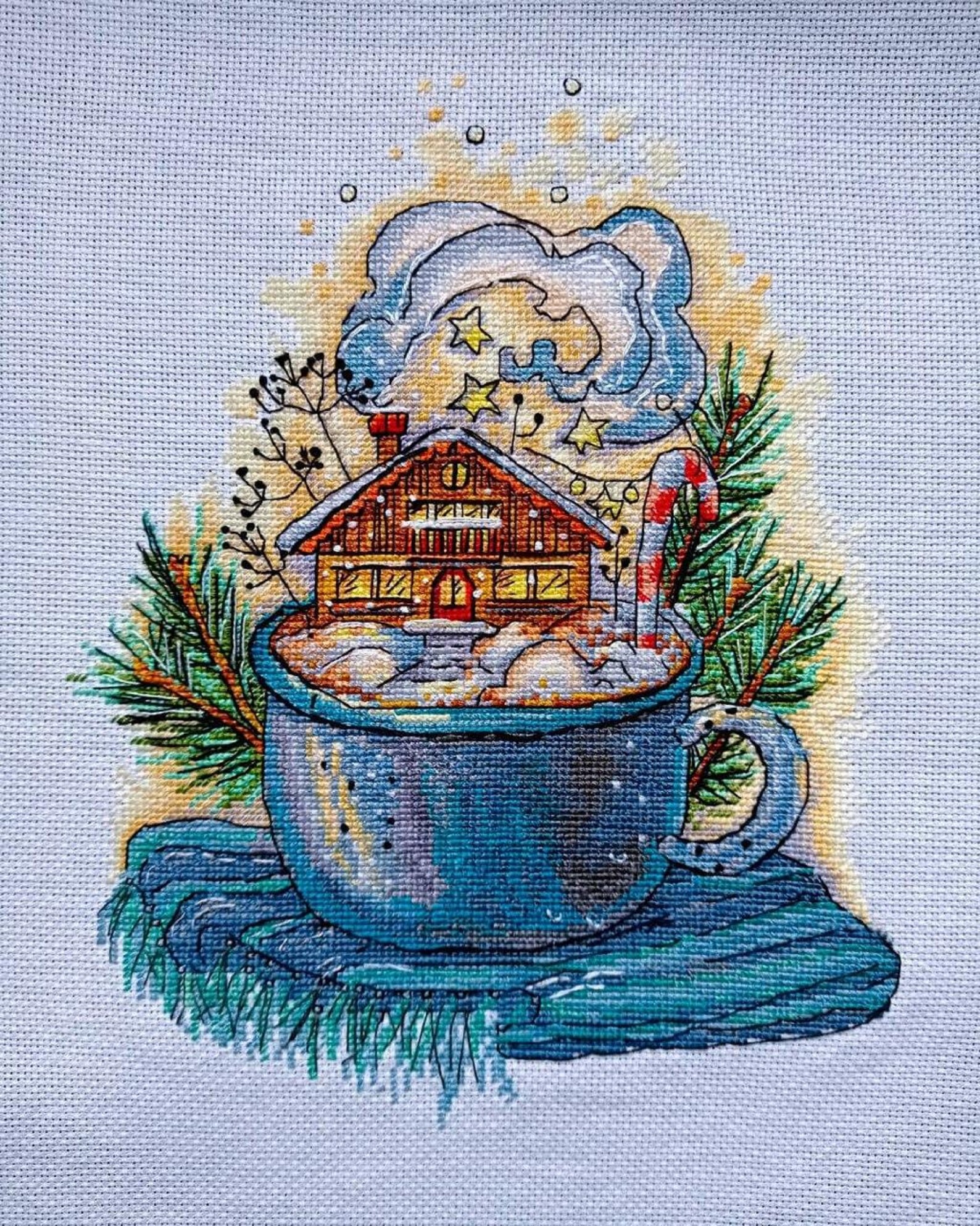 Cross Stitch Pattern Winter In The Cup Dmc Embroidery Chart Printable