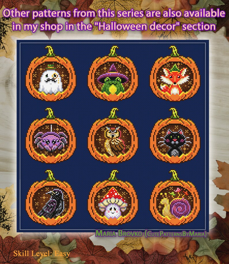 Cross Stitch Pattern Ghost in the Pumpkin DMC Chart Printable PDF ...