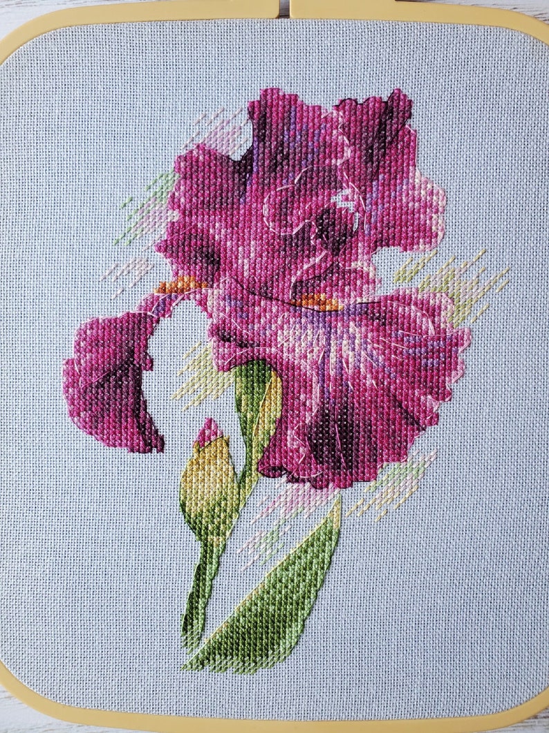 Cross Stitch Pattern purple Iris DMC Chart | Etsy