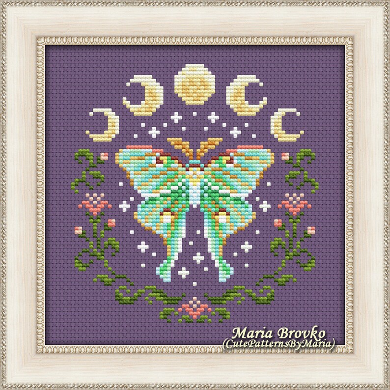 Cross Stitch Pattern Luna Moth DMC Chart Printable PDF Instant | Etsy ...