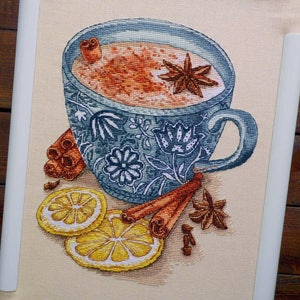 Cross Stitch Pattern tea With Milk DMC Chart Needlepoint Embroidery ...