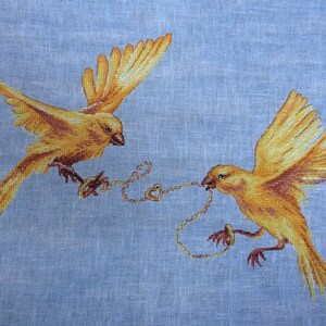 Cross Stitch Pattern "pair of Canaries" DMC Chart Embroidery Printable ...