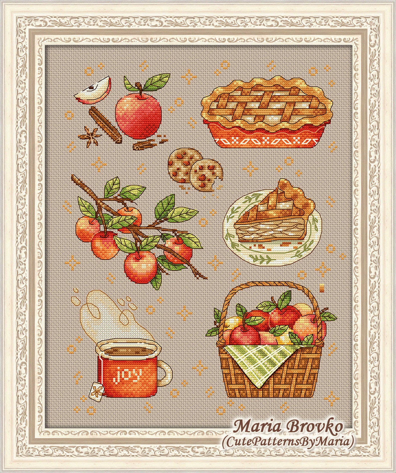 Cross Stitch Pattern Apple Pie DMC Chart Printable PDF Instant Download ...