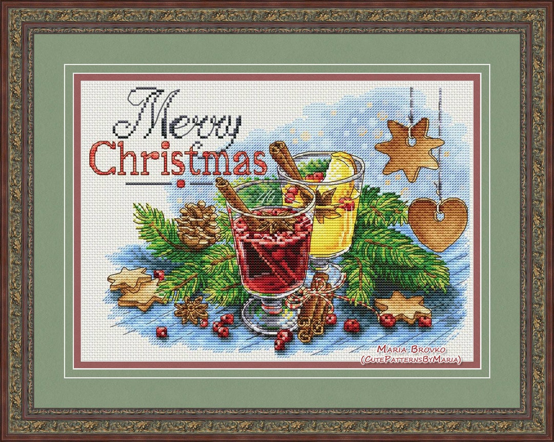 Cross Stitch Pattern Merry Christmas DMC Cross Stitch Chart Pattern ...