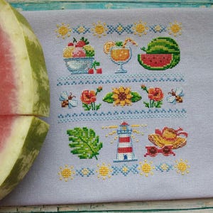 Cross Stitch Pattern Lovely Summer Sampler DMC Chart Embroidery ...
