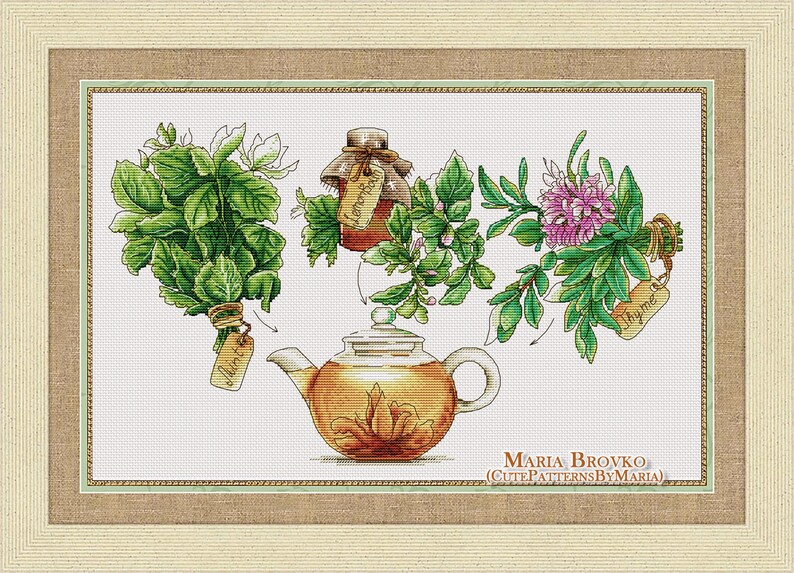 Cross Stitch Pattern herbal Tea DMC Chart - Etsy