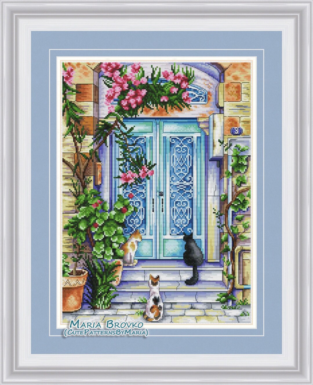 Cross Stitch Pattern Cats Near the Door DMC Chart Needlepoint ...