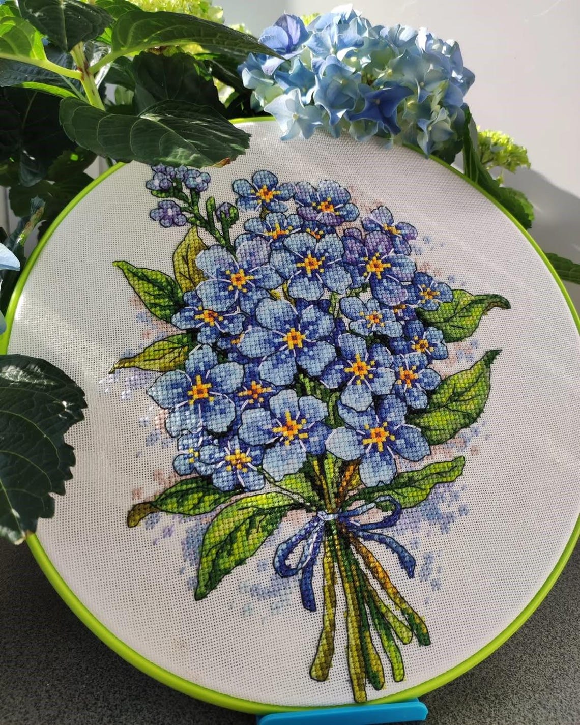 Cross Stitch Pattern Forget-me-not Bouquet Myosotis DMC Chart Printable ...