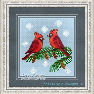 Cross Stitch Christmas Decor Cardinals. Two Variations DMC - Etsy