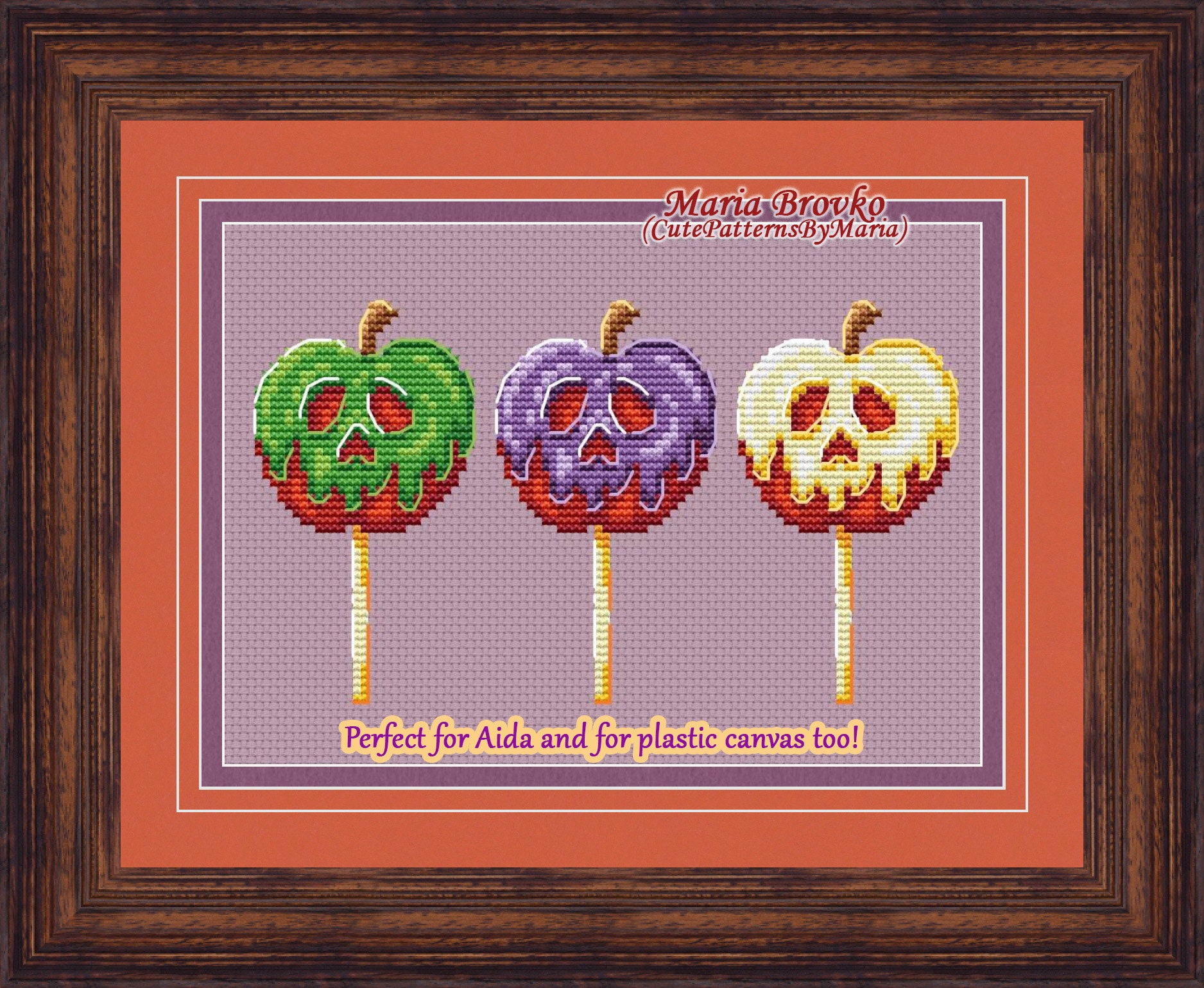 Cross Stitch Pattern Poisoned Apple DMC Halloween Chart Needlepoint ...