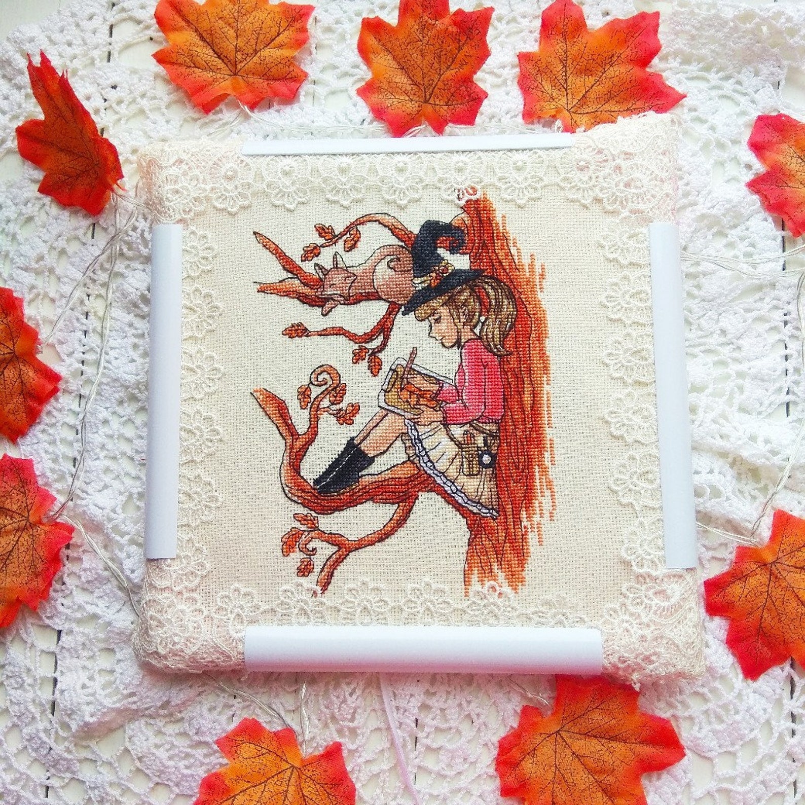 Cross Stitch Pattern autumn Sketching DMC Cross | Etsy