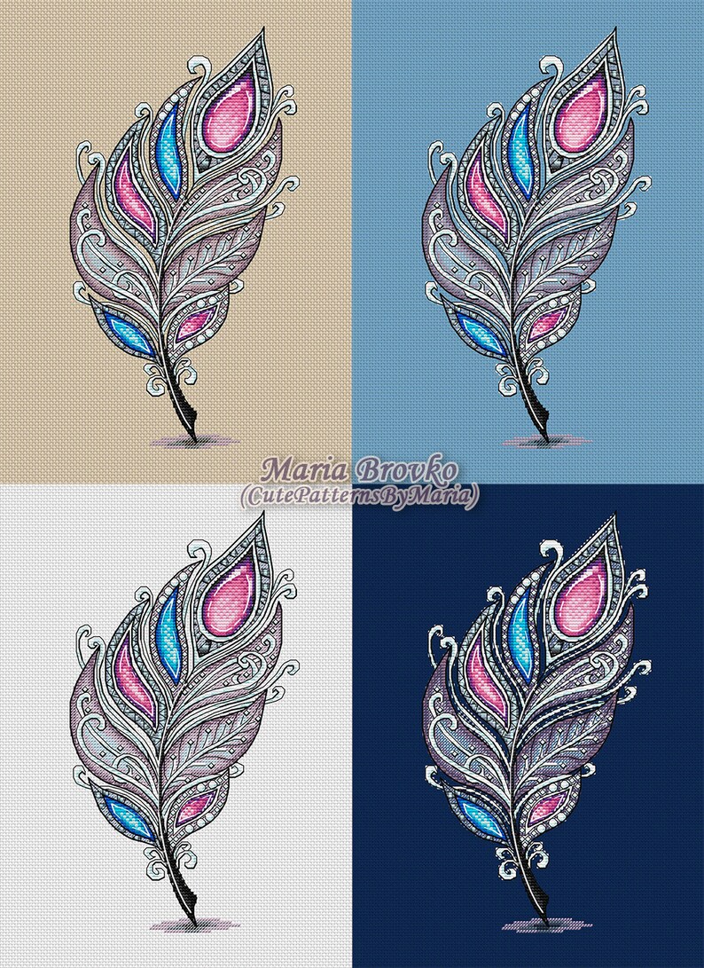Cross Stitch Pattern Magic Feather DMC Chart Printable PDF - Etsy