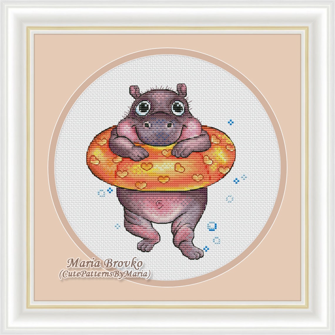 Cross Stitch Pattern little Hippo DMC Cross Stitch - Etsy