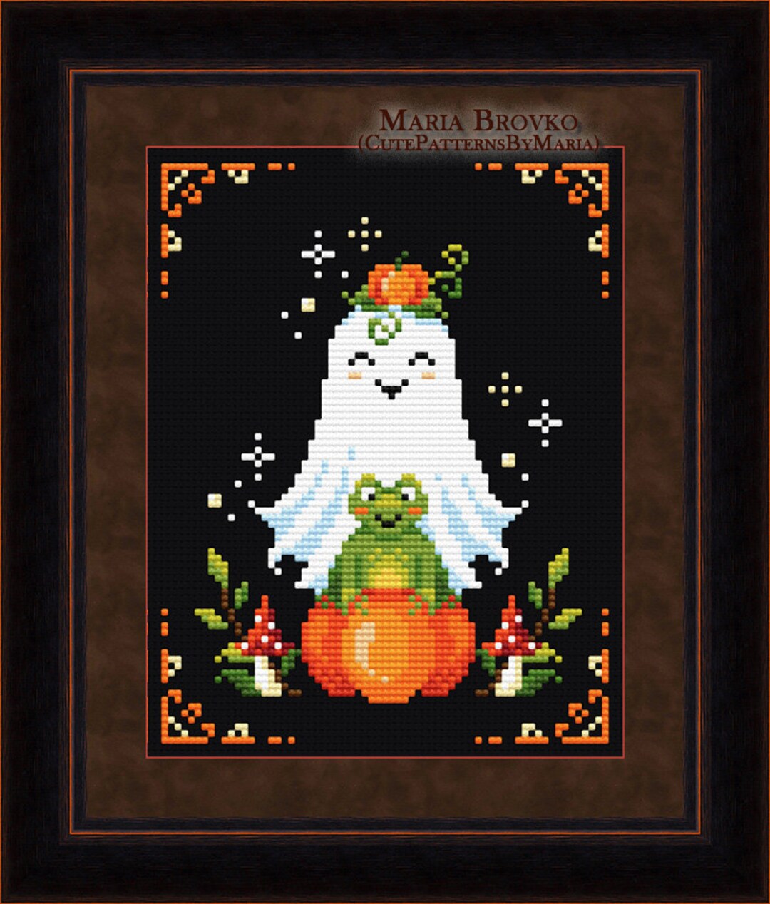 Cross Stitch Halloween Decor Ghost and Frog Pattern DMC Chart Printable ...