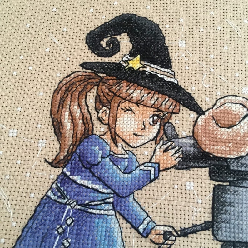 Cross Stitch Pattern Witch With a Telescope DMC Chart Printable PDF ...