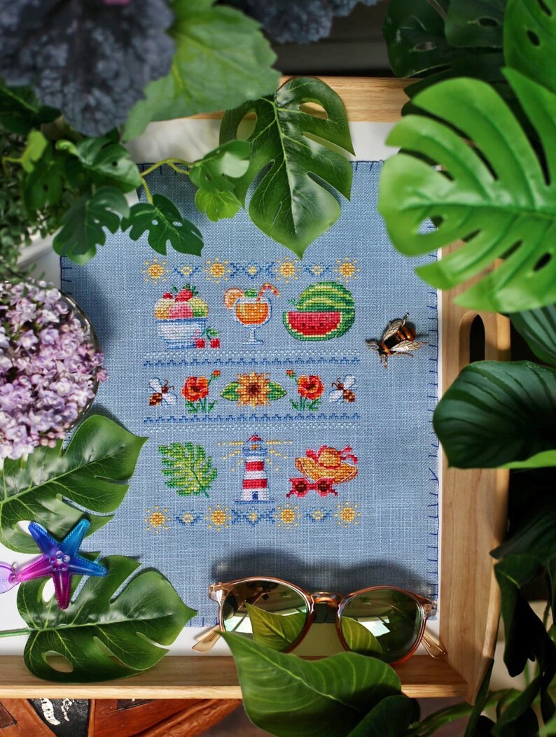 Cross Stitch Pattern lovely Summer Sampler DMC | Etsy