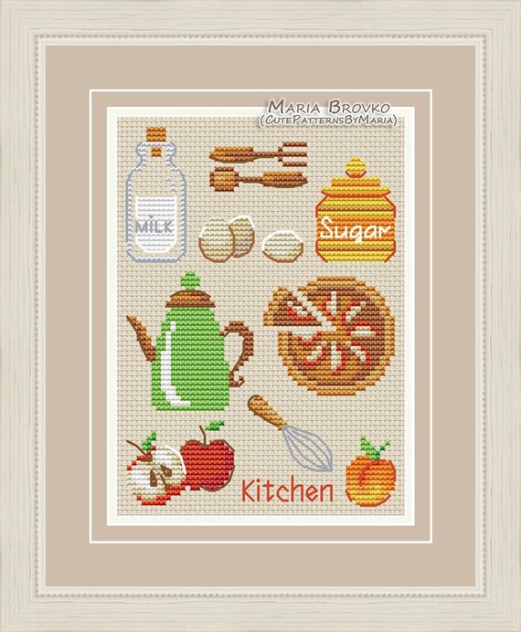 Cute Kitchen Cross Stitch PDF Craft Supplies & Tools Cross Stitch etna ...