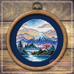 Cross Stitch Pattern Mount Fuji Japan DMC Chart Printable PDF Instant ...