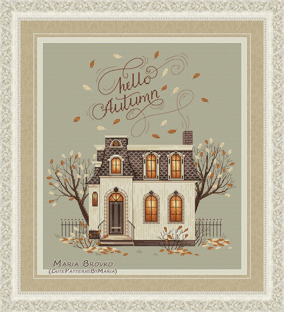 Cross Stitch Pattern Autumn House DMC Cross Stitch Chart Pattern ...