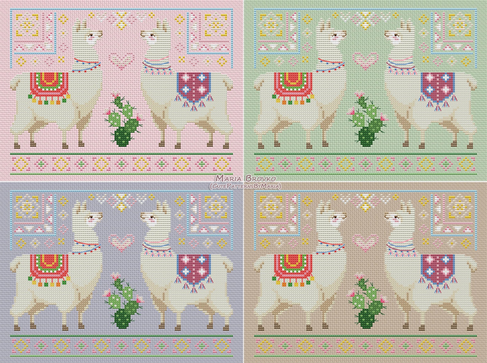 Cross Stitch Pattern two Alpacas DMC Chart | Etsy