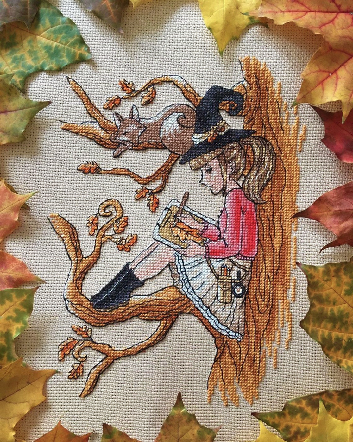 Cross Stitch Pattern Autumn sketching DMC Cross | Etsy