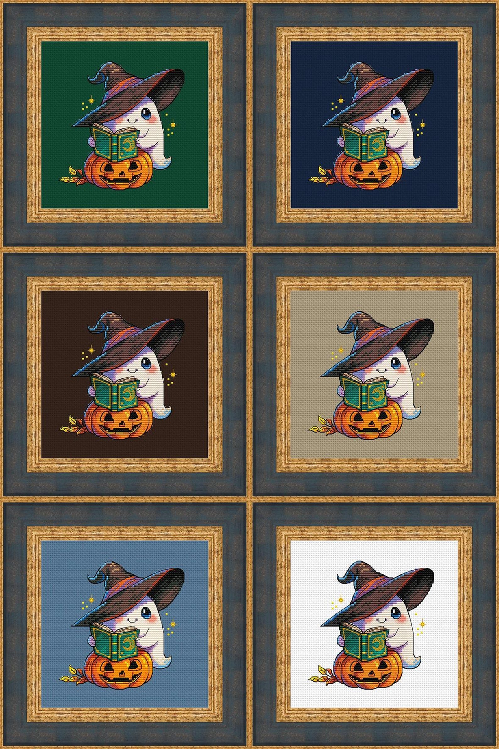 Cross Stitch PDF Pattern Friendly Ghost Reading Book DMC Chart ...