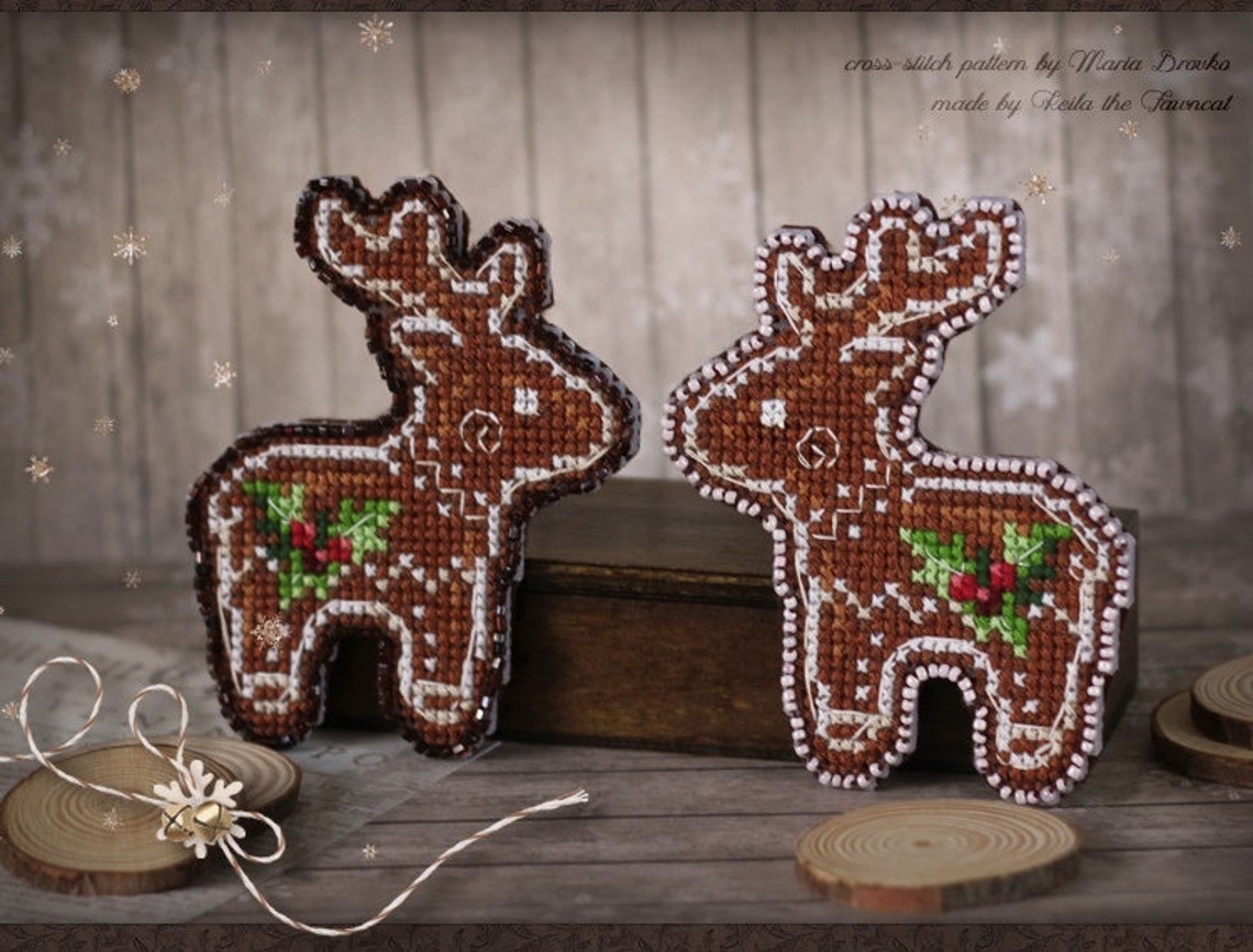 Cross Stitch Pattern gingerbread Deer DMC Cross - Etsy
