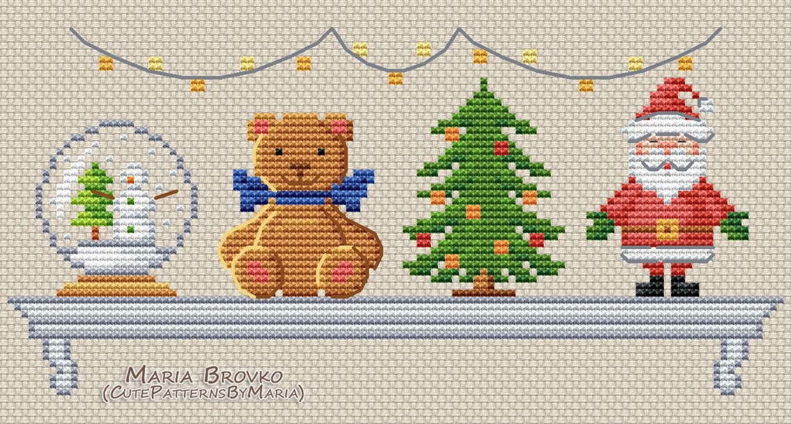 Cross Stitch Pattern "christmas Shelf" DMC Cross Stitch Chart ...