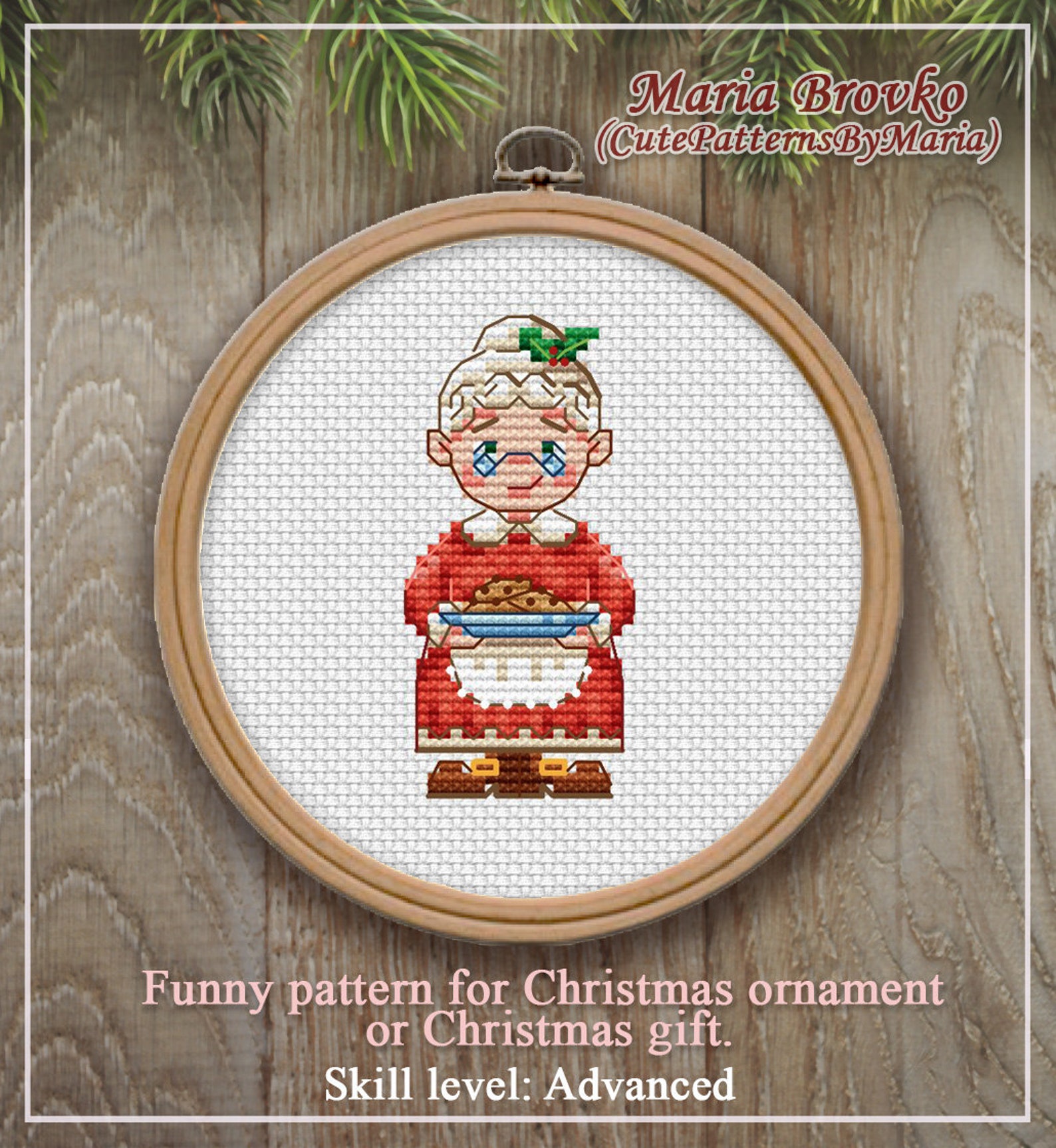 Cross Stitch Christmas Decor Mrs Claus DMC Chart Printable PDF - Etsy
